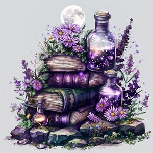 Spell Jar Art, Mystic Floral Art, Enchanted Library, Dark Academia Art ...