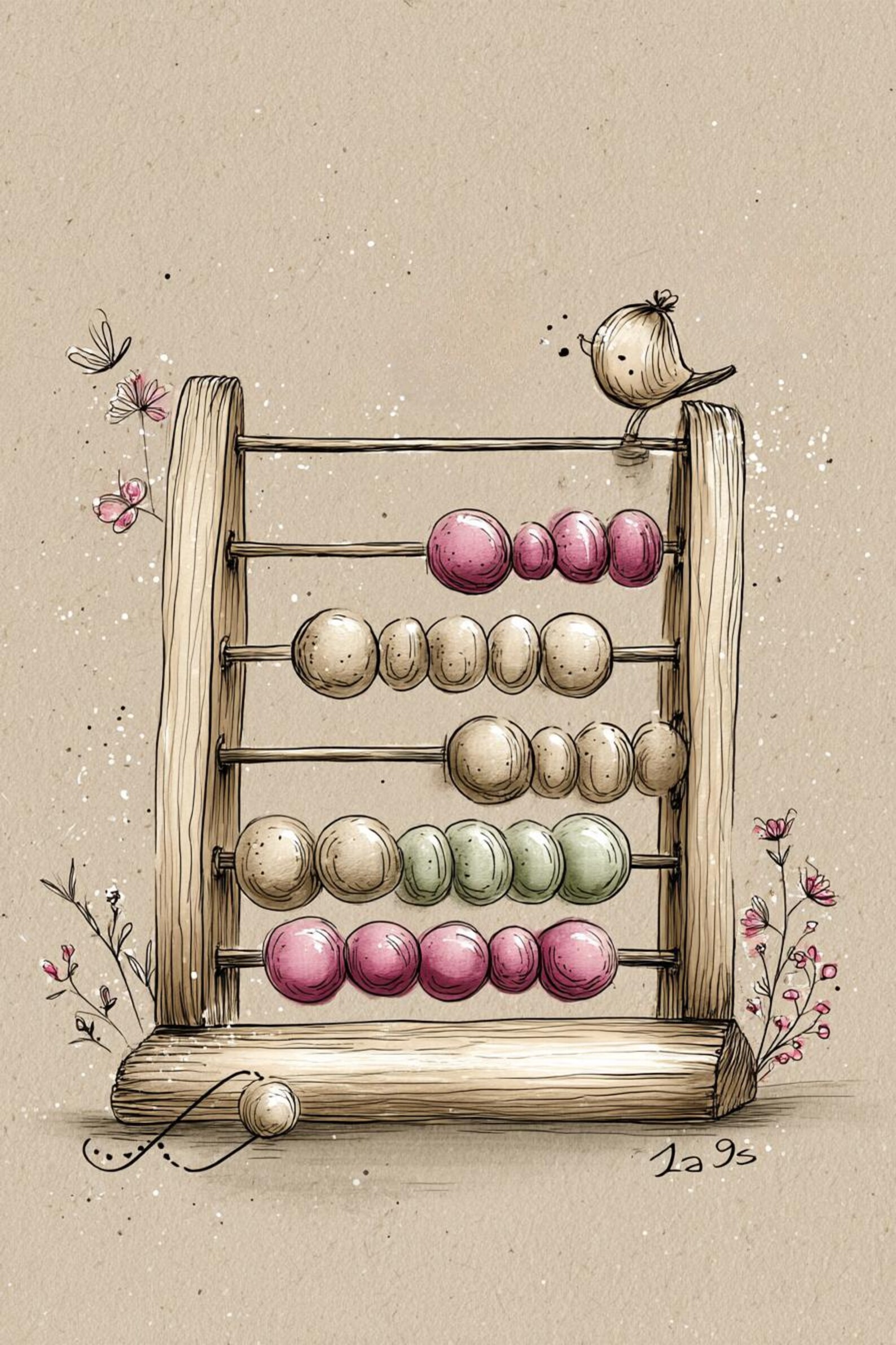 Abacus Drawing, Pastel Abacus, Kids Math Art, Counting Toy, Learn to ...