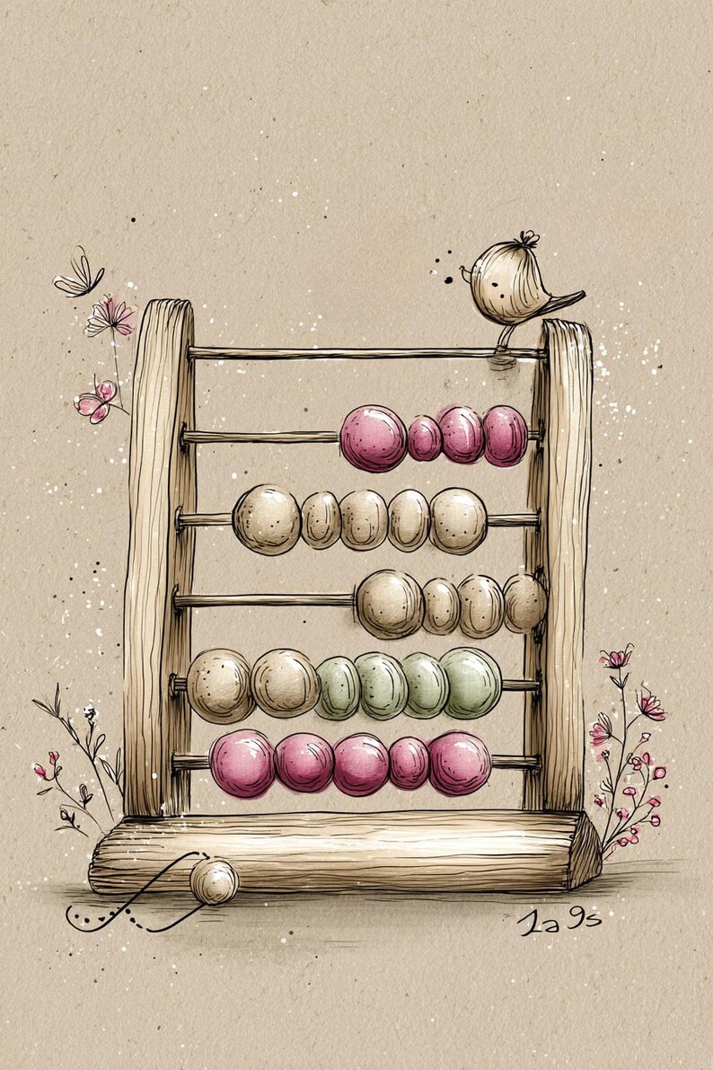 Abacus Drawing, Pastel Abacus, Kids Math Art, Counting Toy, Learn to ...