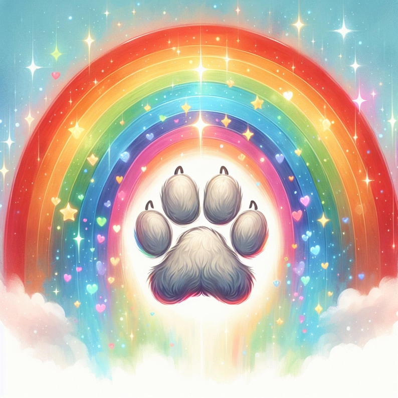 Rainbow Paw Prints 2, Colorful Pet Art, Vibrant Paw Prints, Rainbow ...