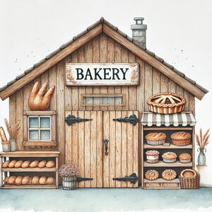 Bakery Shop, Fresh Bread Art, Pastry Stand, Cake Shop Clipart, Rustic ...