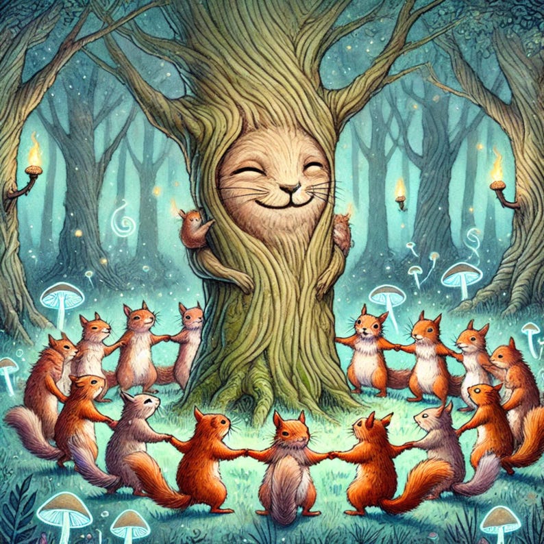 Nuts After Dark, Squirrel Rave, Forest Party, Cute Animals, Watercolor ...
