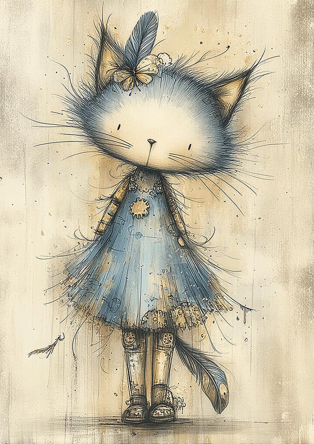 Clockwork Whiskers Clipart Set, Steampunk Cat Art, Whimsical Furry ...