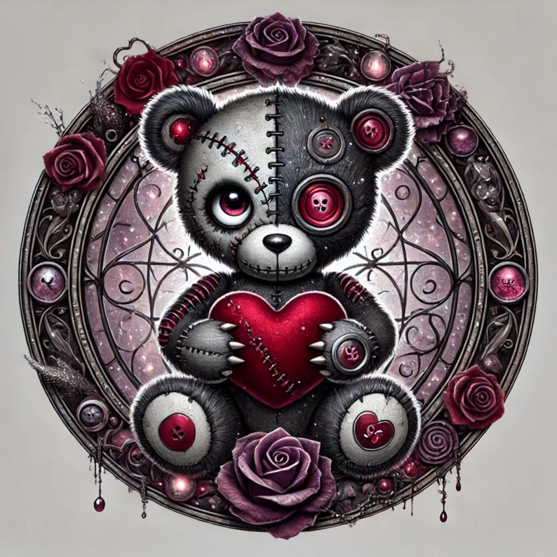 Gothic Teddy, Gothic Bear, Eerie Valentine, Dark Whimsy, Haunted Teddy ...