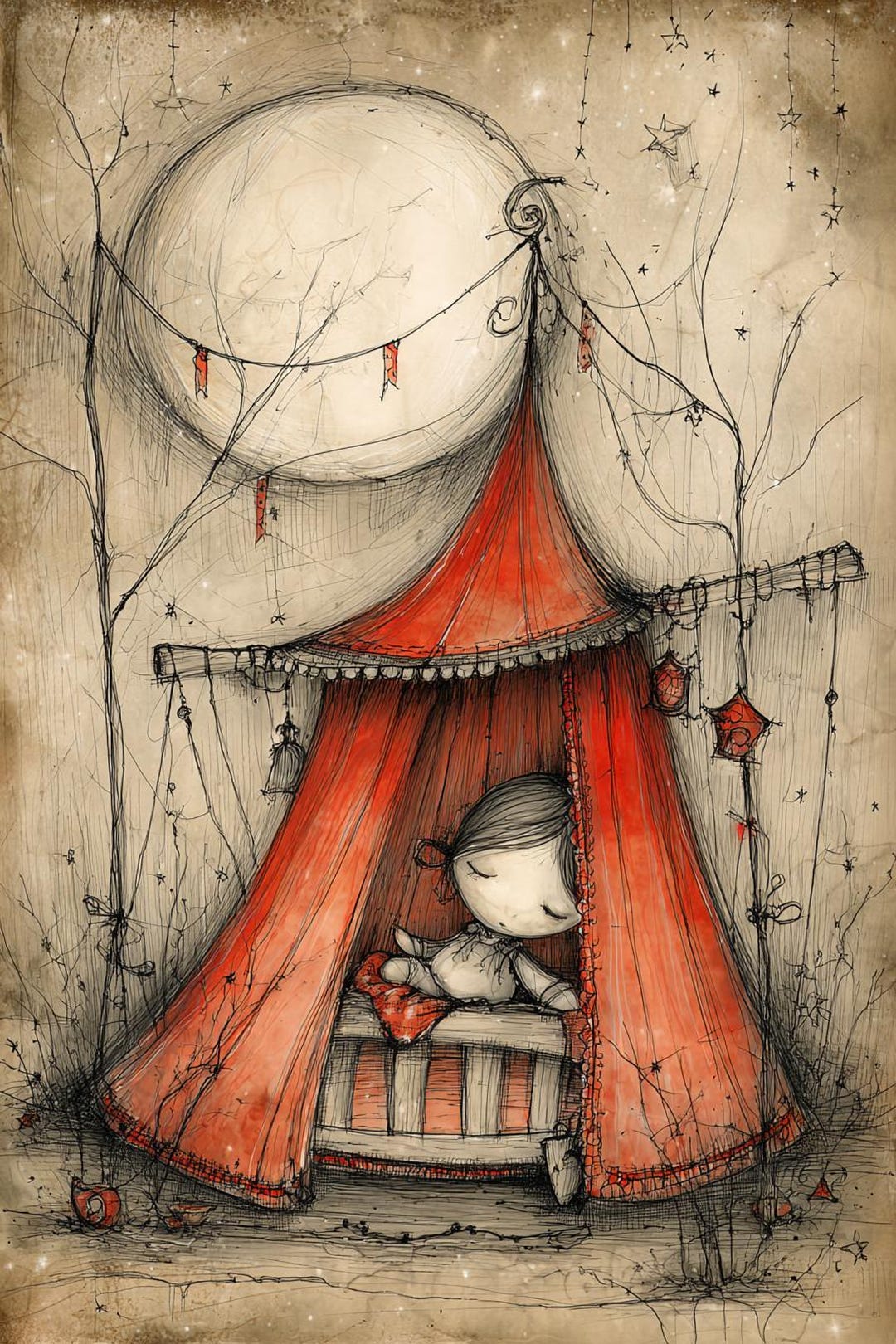 Gothic Nursery, Creepy Cute Art, Haunted Baby Room, Red Circus Theme ...