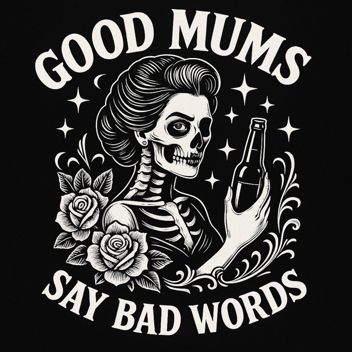 Bad Moms Club, Mom Skull Art, Retro Mom Shirt, Punk Mom Design, Edgy ...