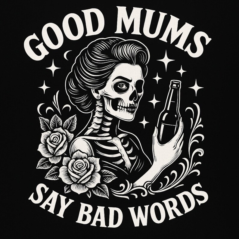 Bad Moms Club, Mom Skull Art, Retro Mom Shirt, Punk Mom Design, Edgy ...