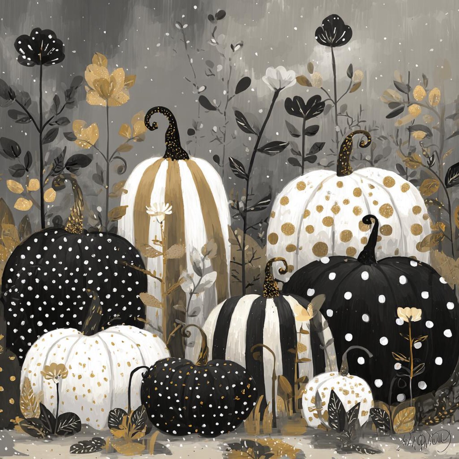 Spotted Pumpkins, Polka Dots, Fall Decor, Halloween Art, Striped Gourds ...
