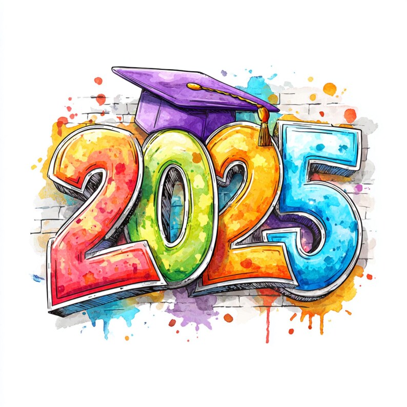 Grad 2025,senior Art ,class of 2025,school Graffiti, Cap Clipart,2025 ...