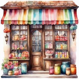 Whimsical Candy Store CLIPART, Storybook Bakery Boutique Art, Pastel ...