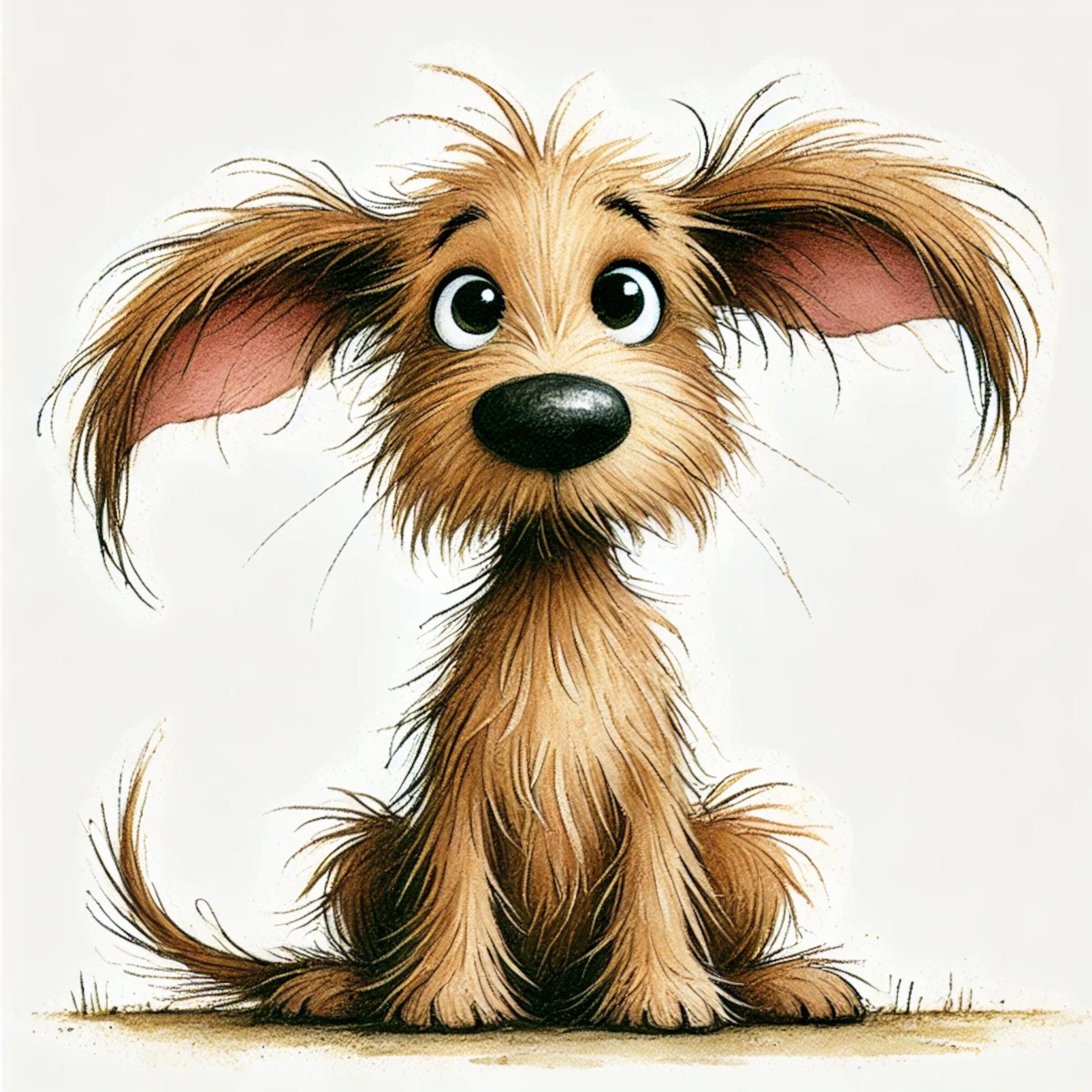 Clipart Scruffy Dogs, JPG Watercolour Images of Cartoon Hounds, Scruffy ...