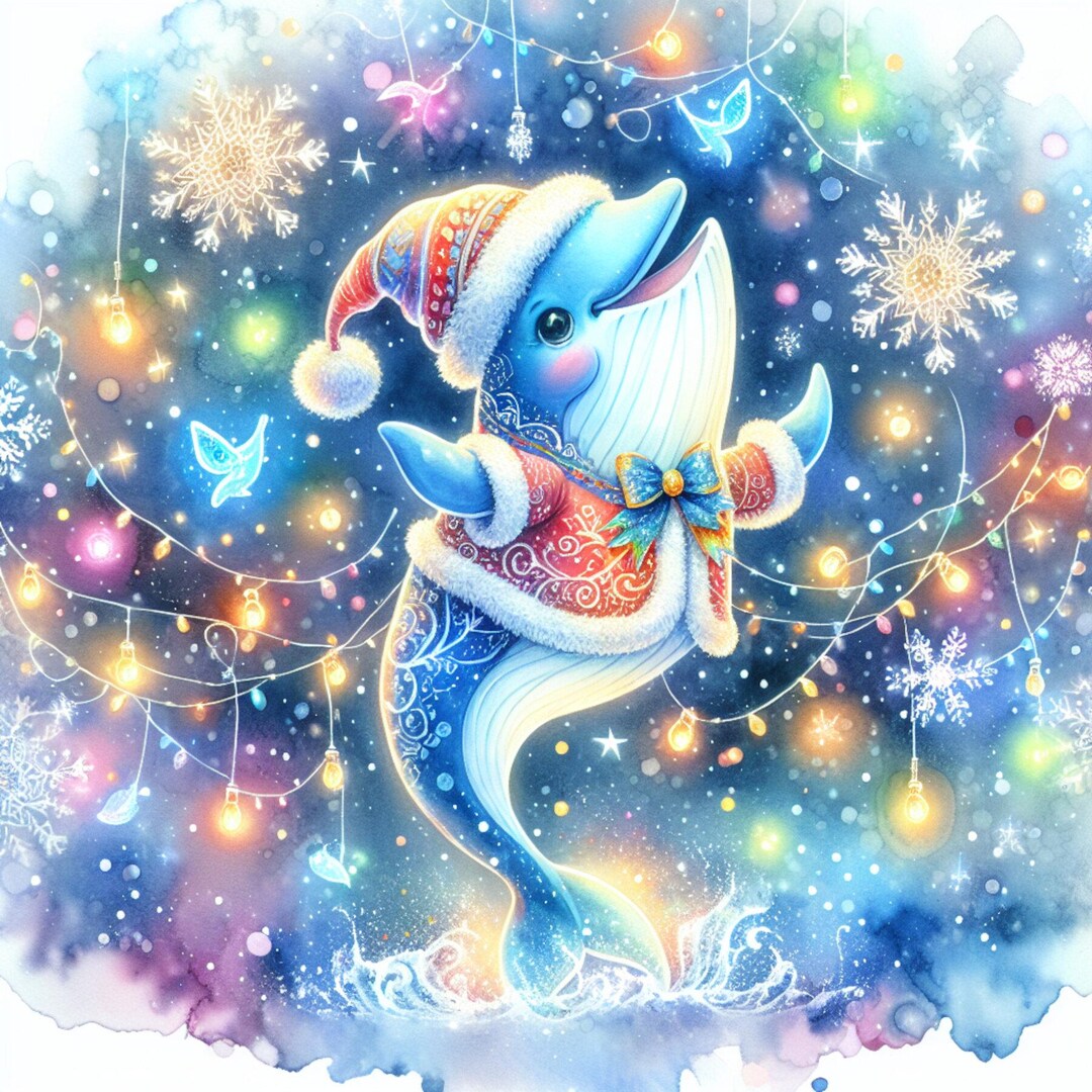 10 Whales Love Christmas 2 Clipart, Whales, Ocean Animals, Christmas ...