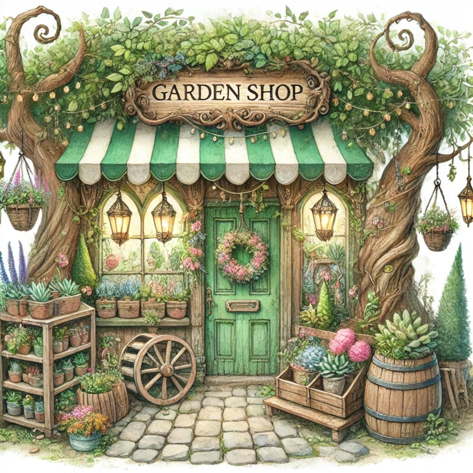 Garden Shop, Plant Store Art, Flower Shop Clip, Nursery Clipart, Plant ...