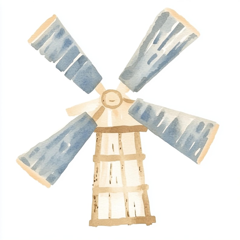 Windmill Clipart, Rustic Art, Pastel Decor, Country Style, Farm Charm ...