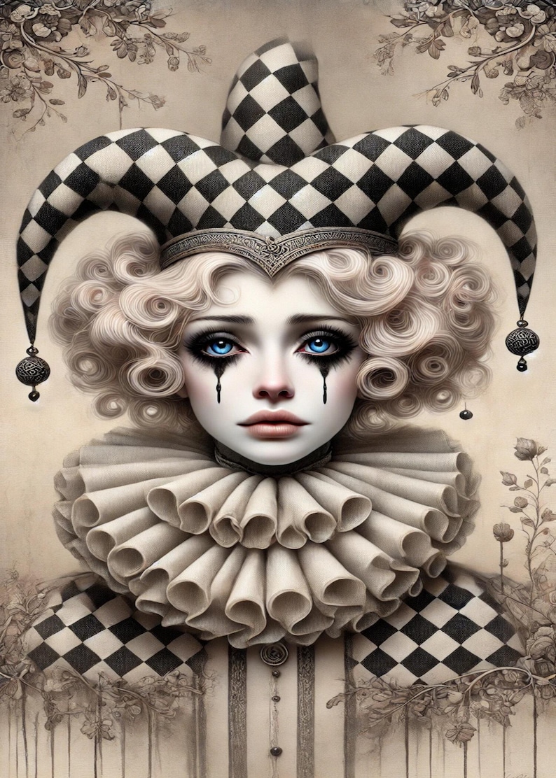 Harlequin 2, Whimsical Harlequin, Watercolour Art, Checkerboard Theme ...