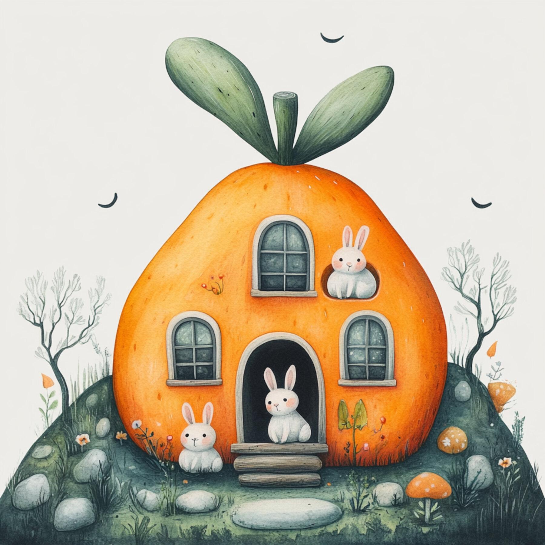The Carrot House, Bunny House, Rabbit Cottage, Carrot House, Woodland ...