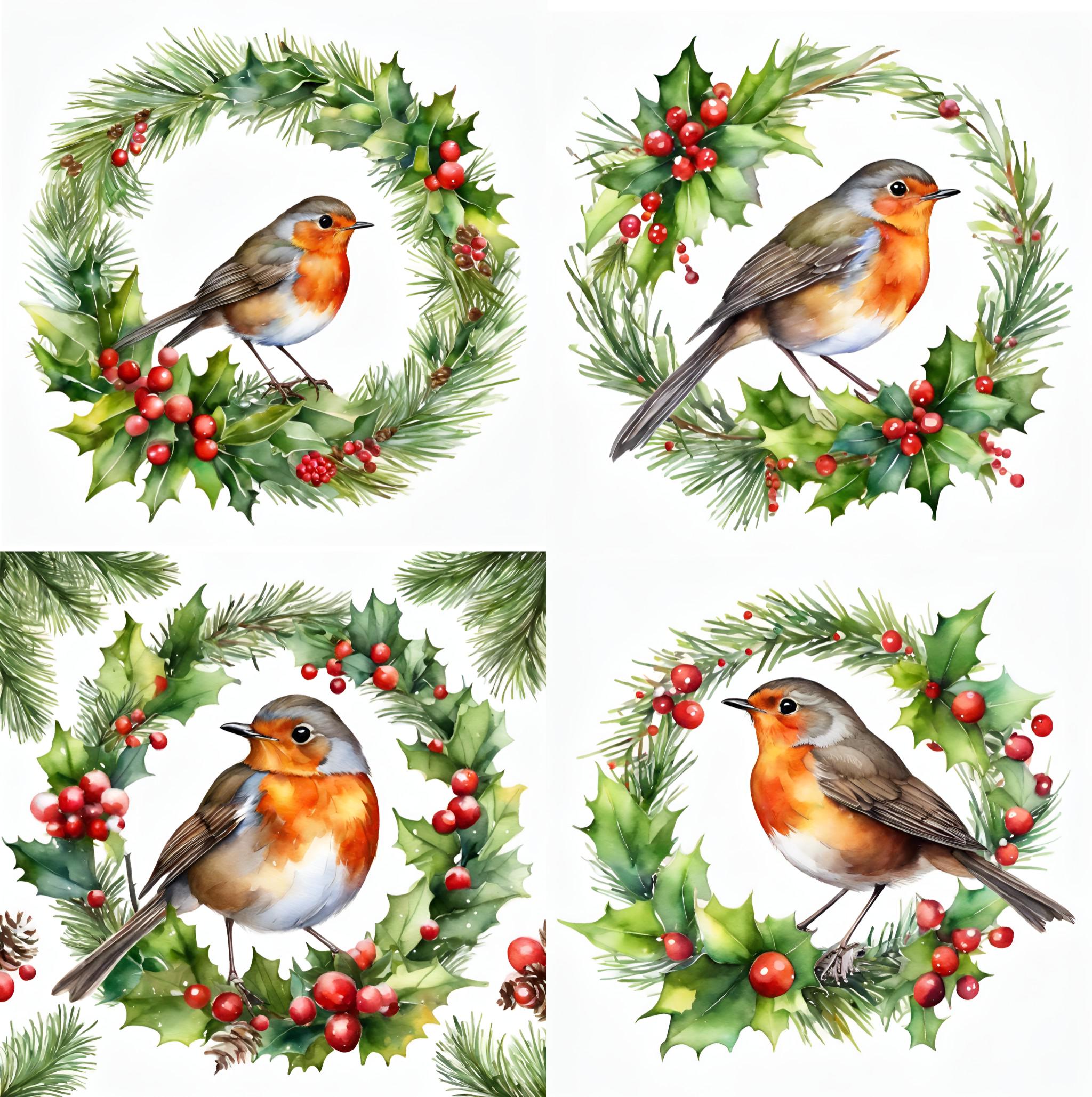 20 Cute Winter Robin Clipart - 20 High Quality Pgns Digital Download ...