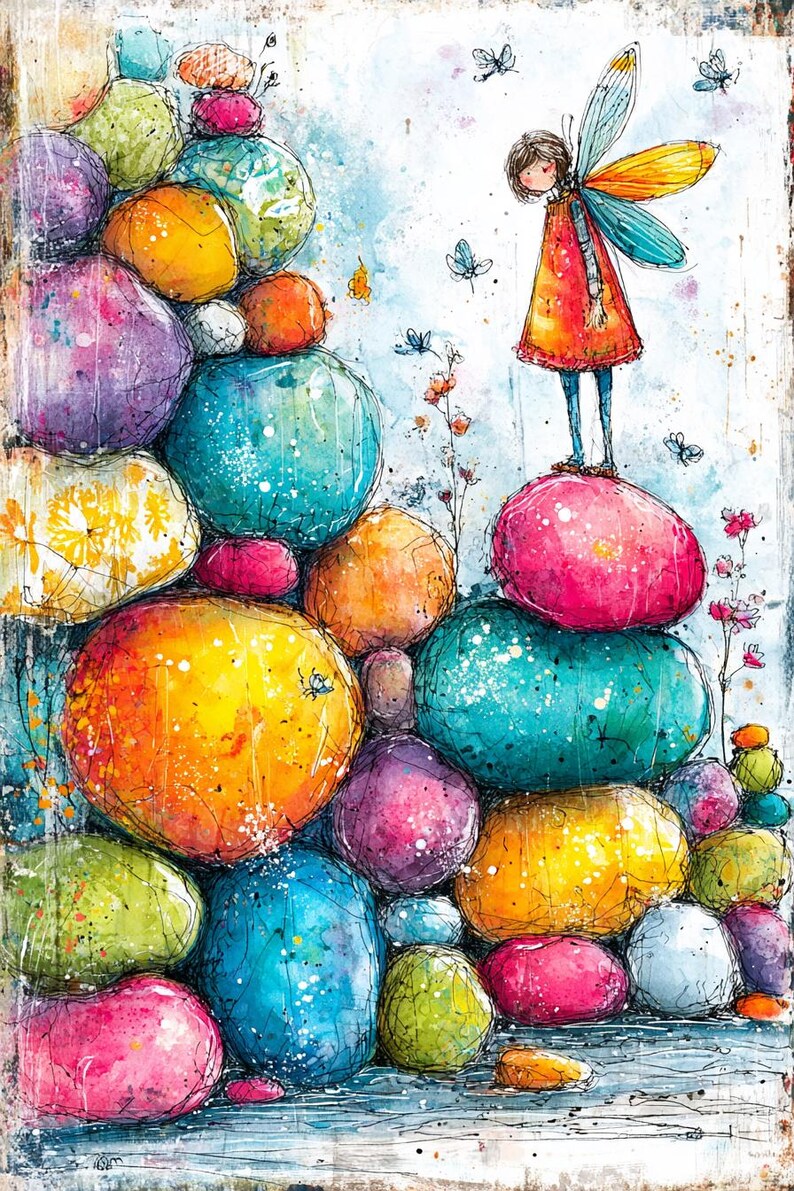 Pebble Fairy, Stacked Stones, Magic Garden, Dragonfly Art, Colorful ...