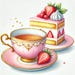 Elegant Tea Set CLIPART, Vintage Teacups and Cakes, Floral Porcelain ...