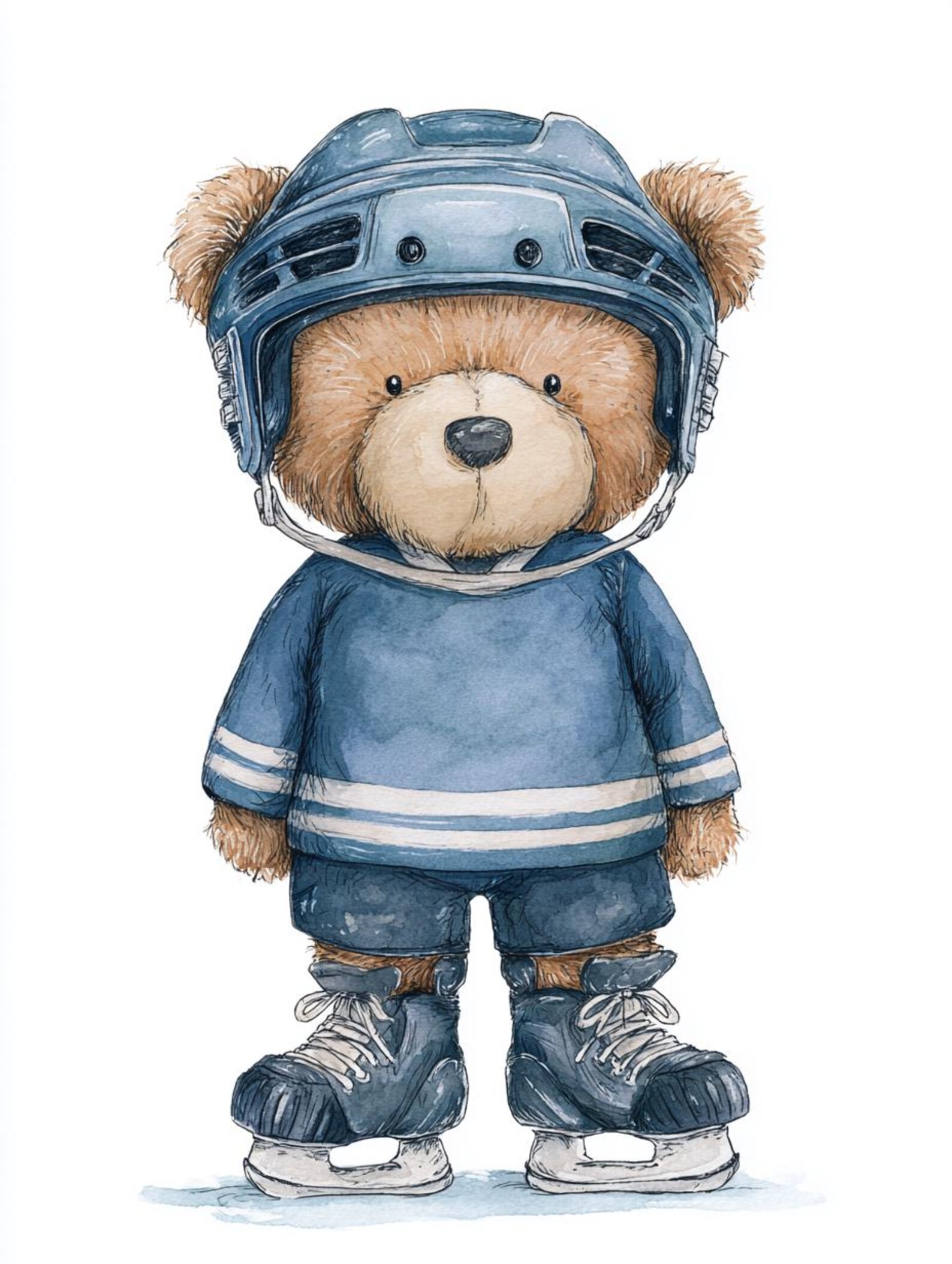 Hockey Bear Clipart, Watercolor Ice Hockey Cub, Skates & Helmet Winter ...
