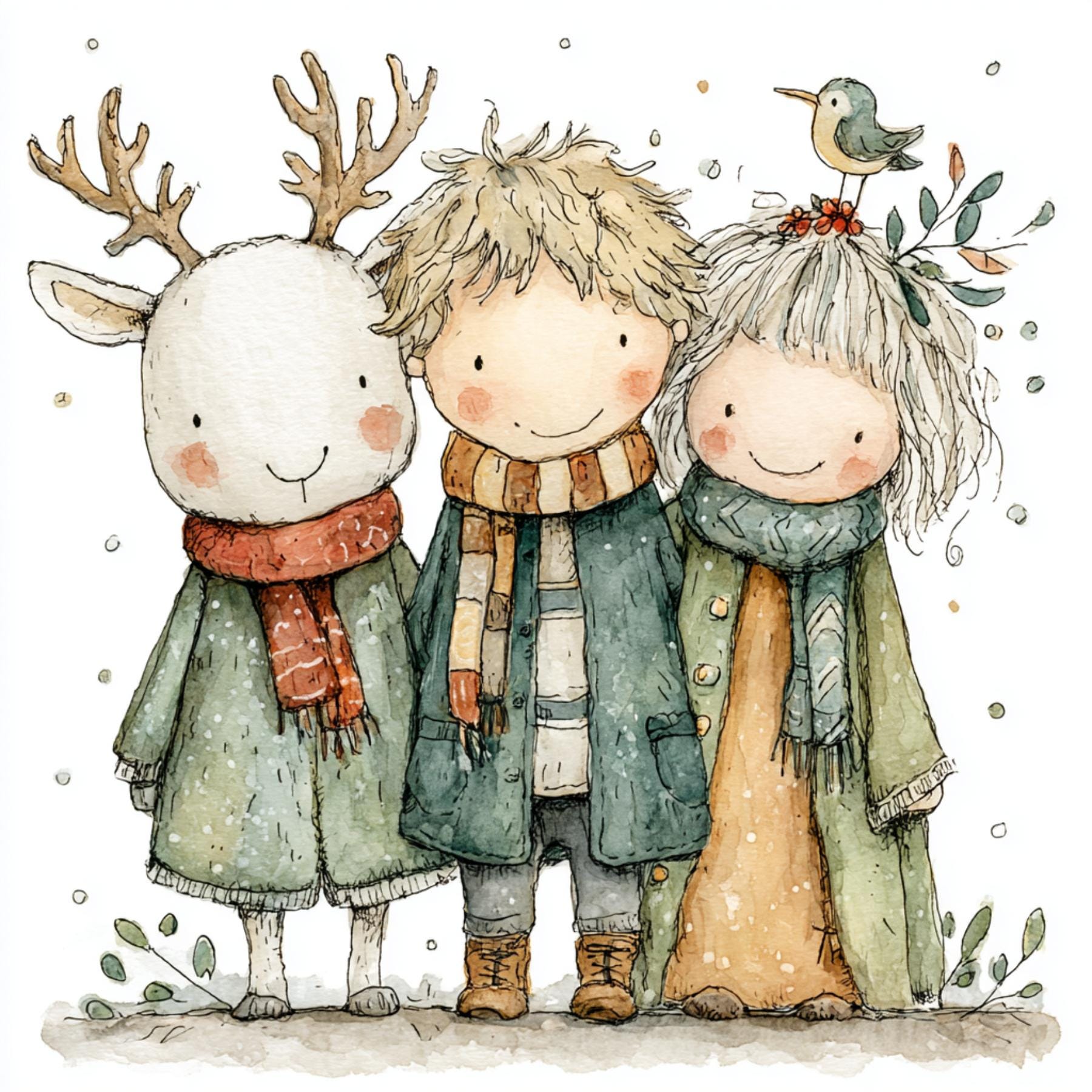 Frosty Friends, Winter Kids Art, Frosty Friends, Snow Day Clipart, Cozy ...