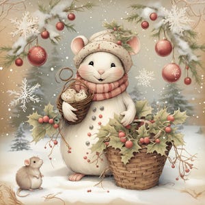 12 Whimsical Christmas Mice, 12 High Quality Pgns Digital Download ...