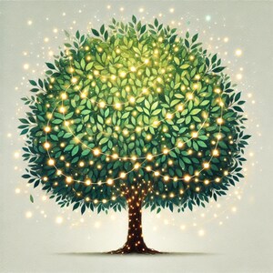 Fairy Lights Tree, Watercolor Tree Art, Whimsical Tree Clipart, Magical ...