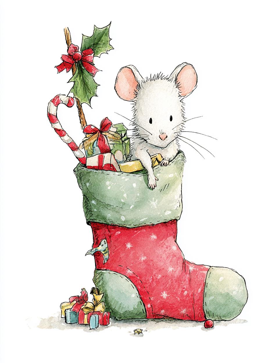Christmas Mouse, Holiday Stocking, Festive Decor, Xmas Gifts, Cute ...