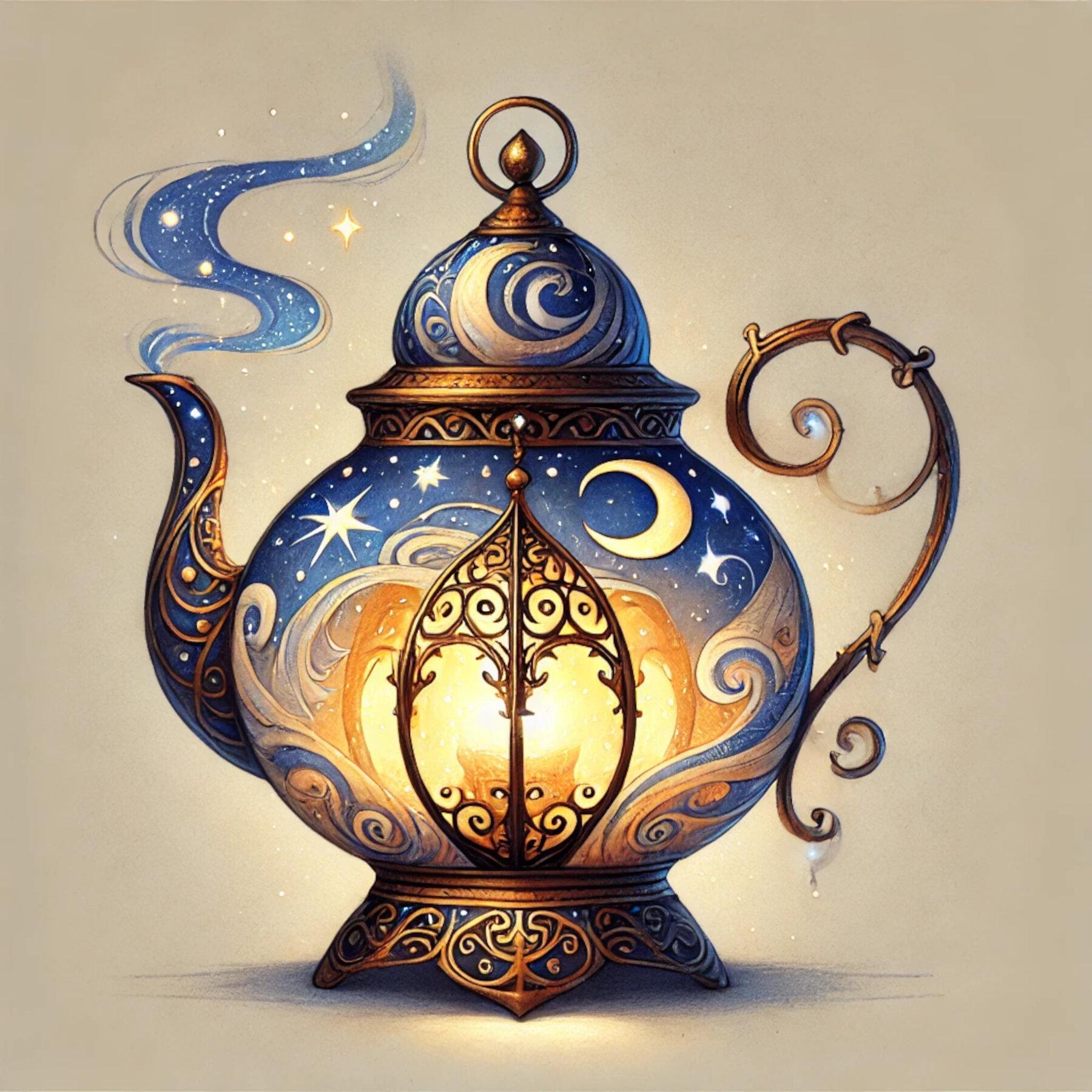 Magical Teapot Clipart, Lantern Teapot PNG, Whimsical Tea Art, Fantasy ...