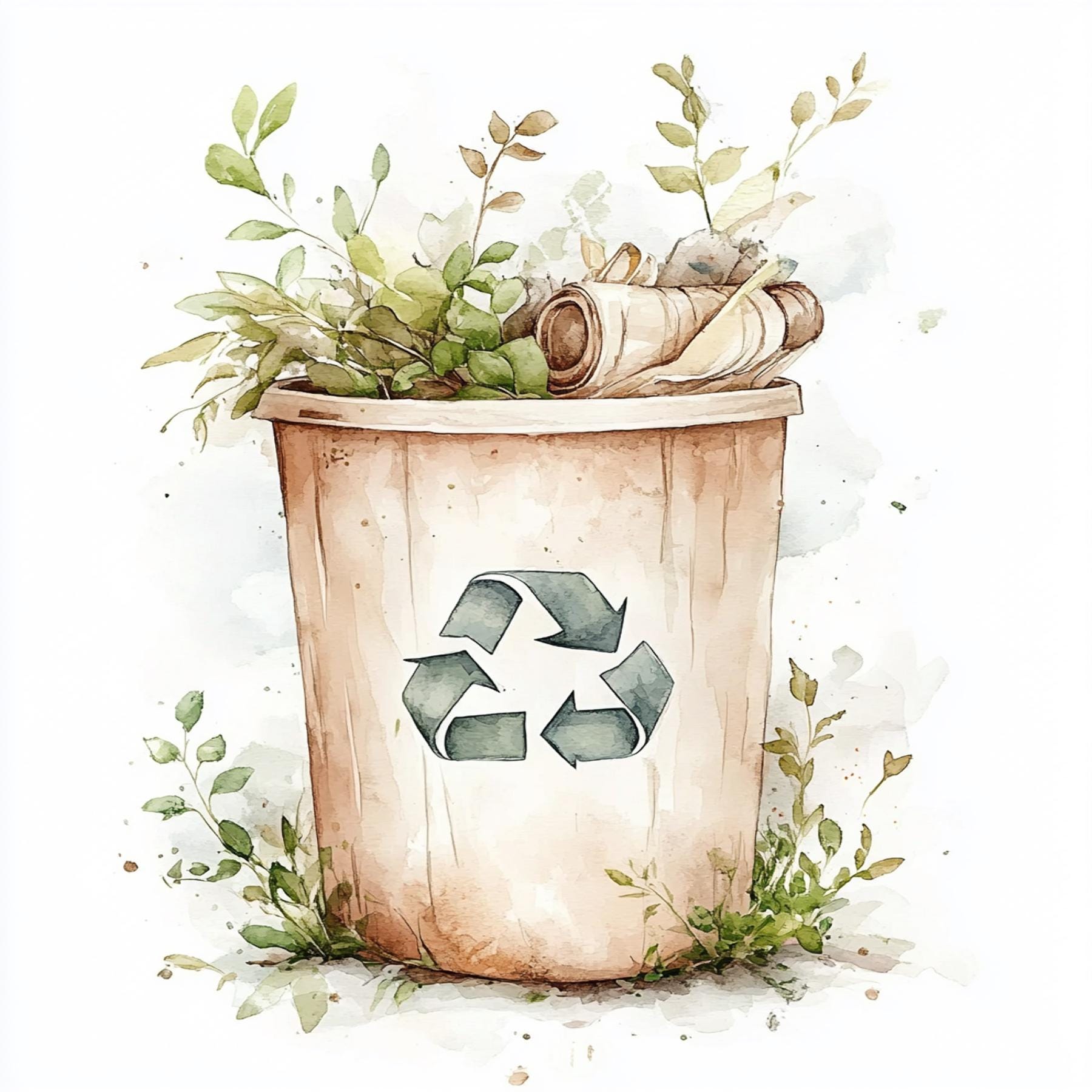 Recycling Bin, Eco Clipart, Trash Can Art, Green Waste Art, Compost Bin ...