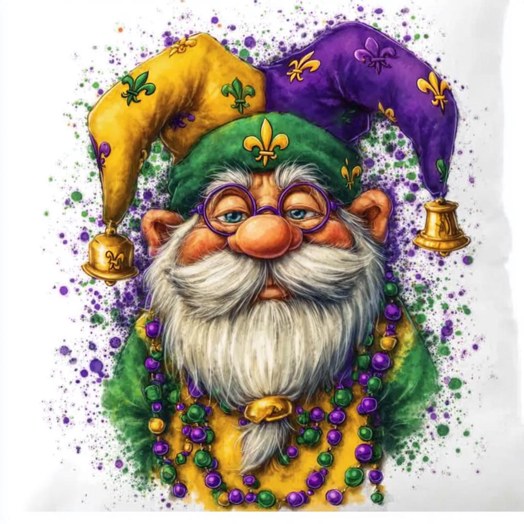 Mardi Gras Gnome CLIPART, Jester Hat Gnomes, Purple Green Gold Art ...