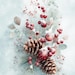Watercolor Pinecone and Berry Clipart, Frosted Winter Branches, Red ...