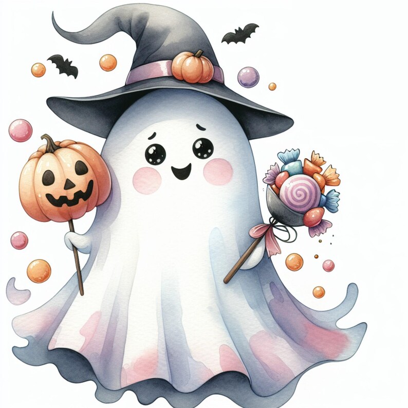 Candy Ghost Png File, Sublimation, Clip Art, T-shirts, High Quality ...