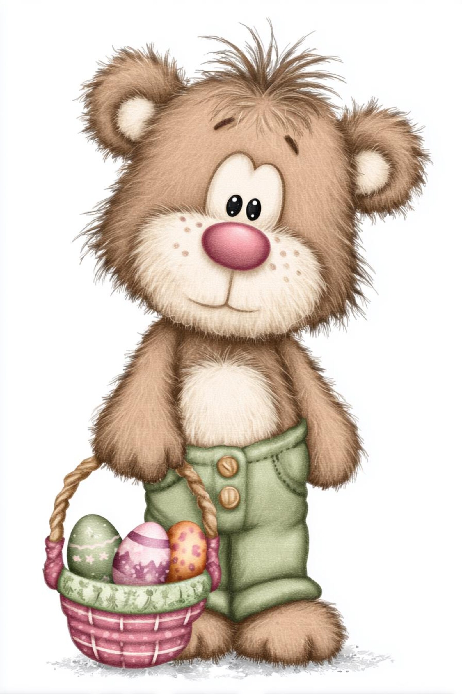 Teddy Bear Easter Clipart, Spring Egg Basket Bear, Whimsical Nursery ...