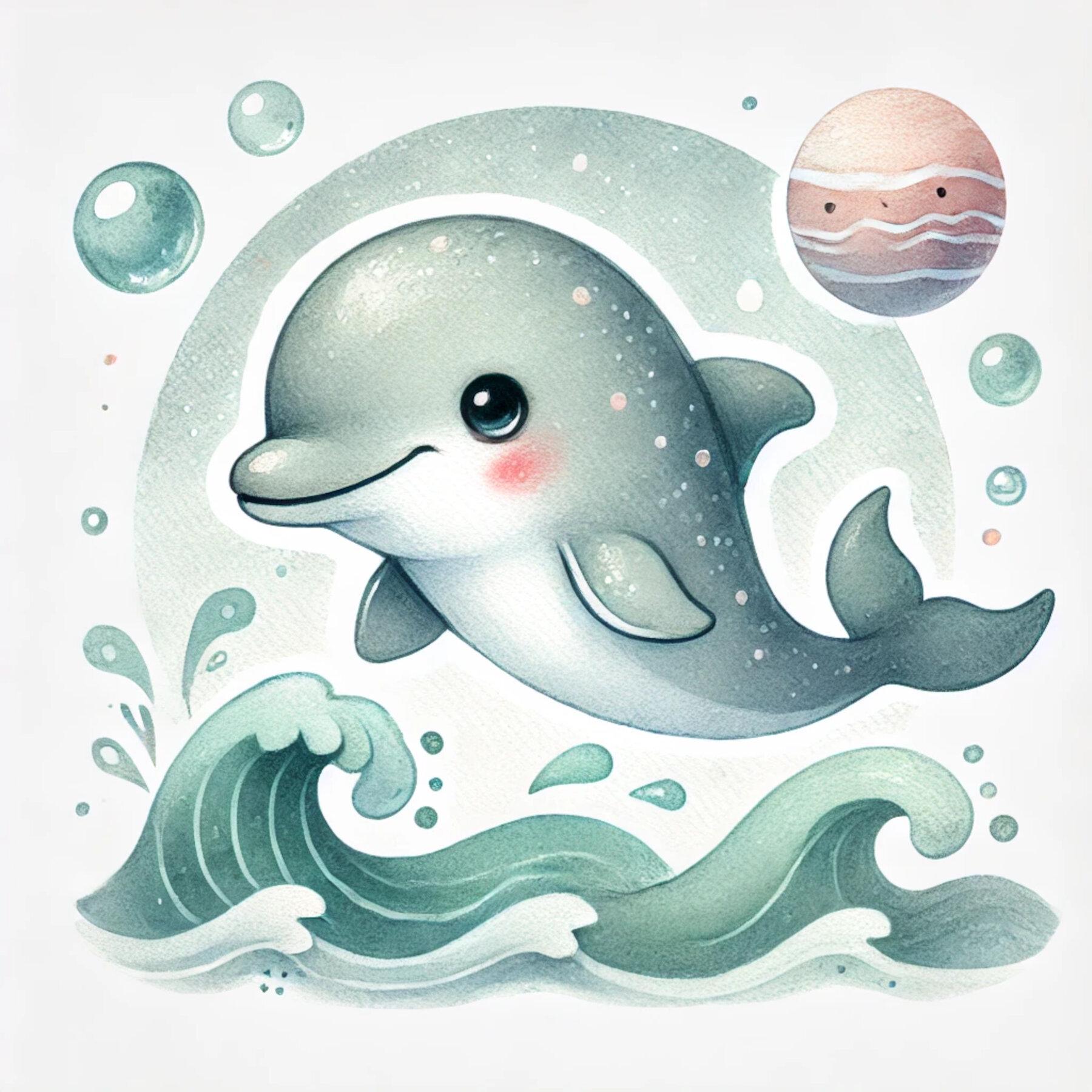 Dave Dolphin, Whimsical Clipart, Cute Clipart, Sea Creatures, Dolphin ...