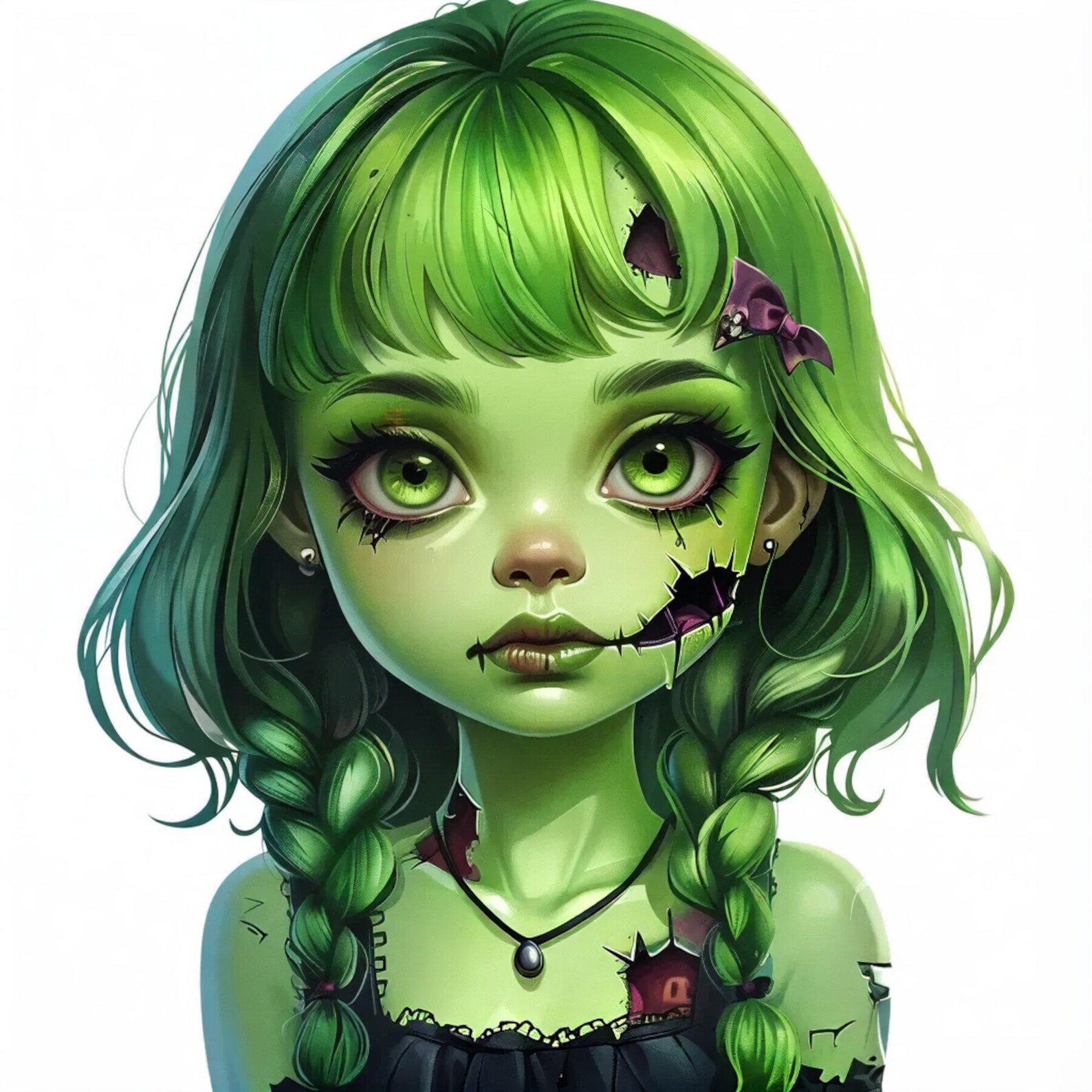 10 Cute Zombie Girl Clipart, Whimsical Character, Zombie Clipart ...