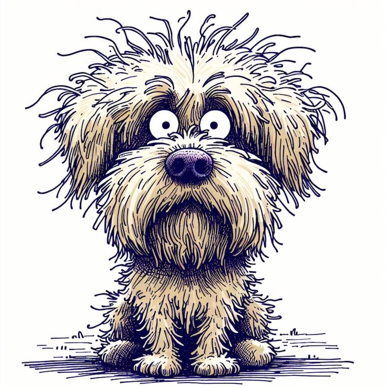 10 Clipart Shaggy Dogs, JPG Watercolour Images of Cartoon Hounds ...