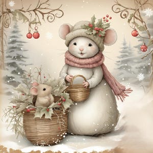 12 Whimsical Christmas Mice, 12 High Quality Pgns Digital Download ...