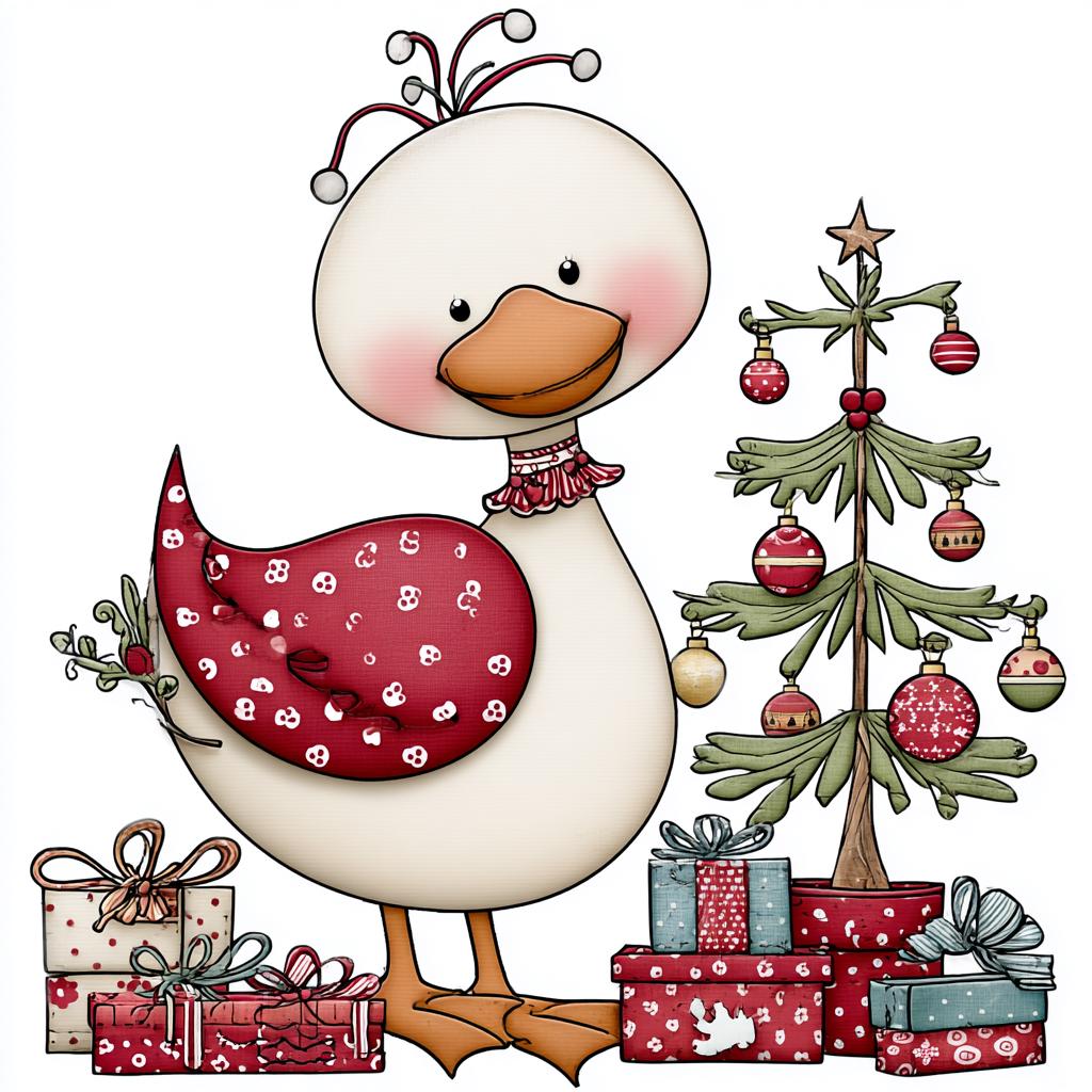 Christmas Duck PNG Set, Whimsical Holiday Ducks With Gifts and Trees ...