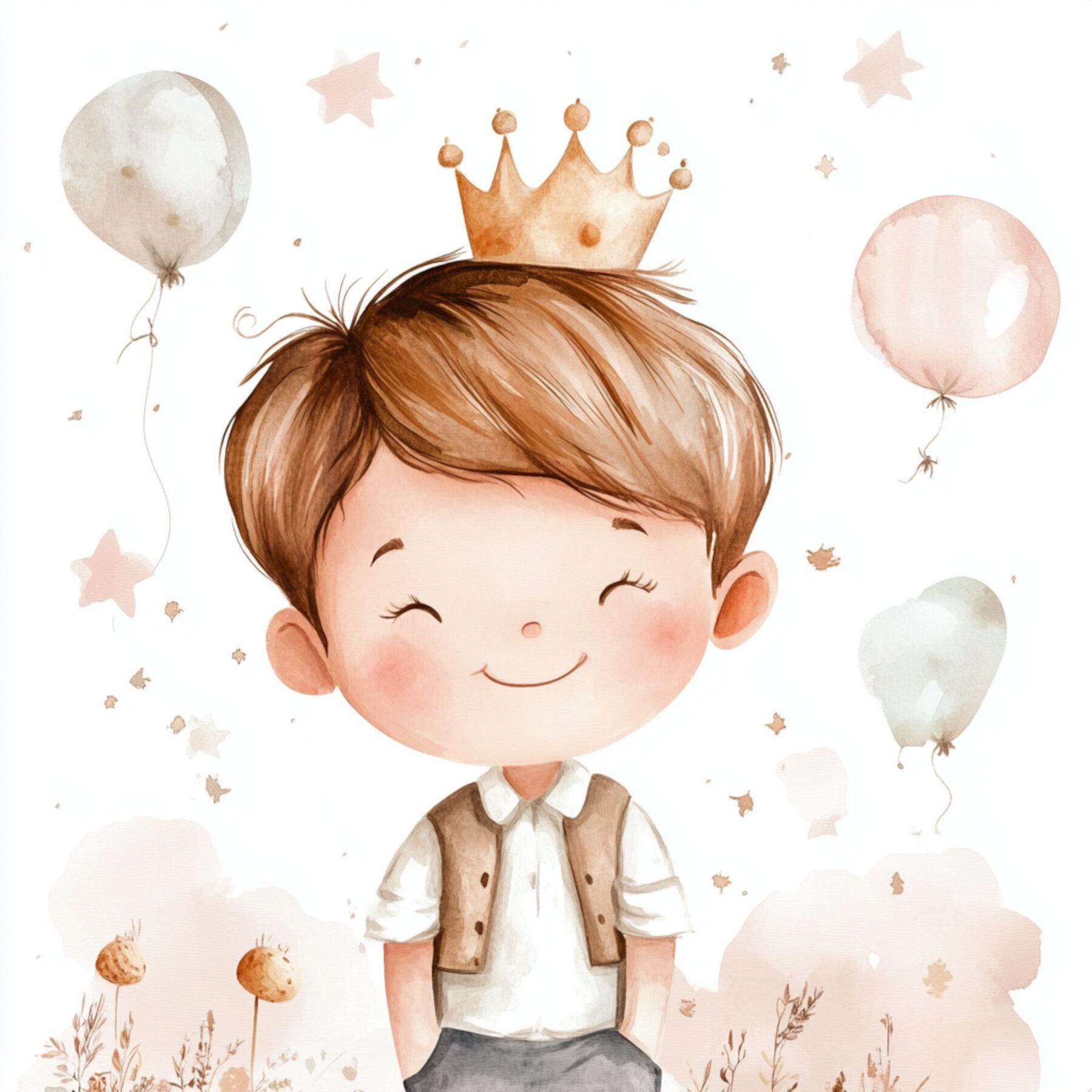 Boy Prince Clipart, Knight Clipart, Baby Prince Art, Royal Boy, Crown ...