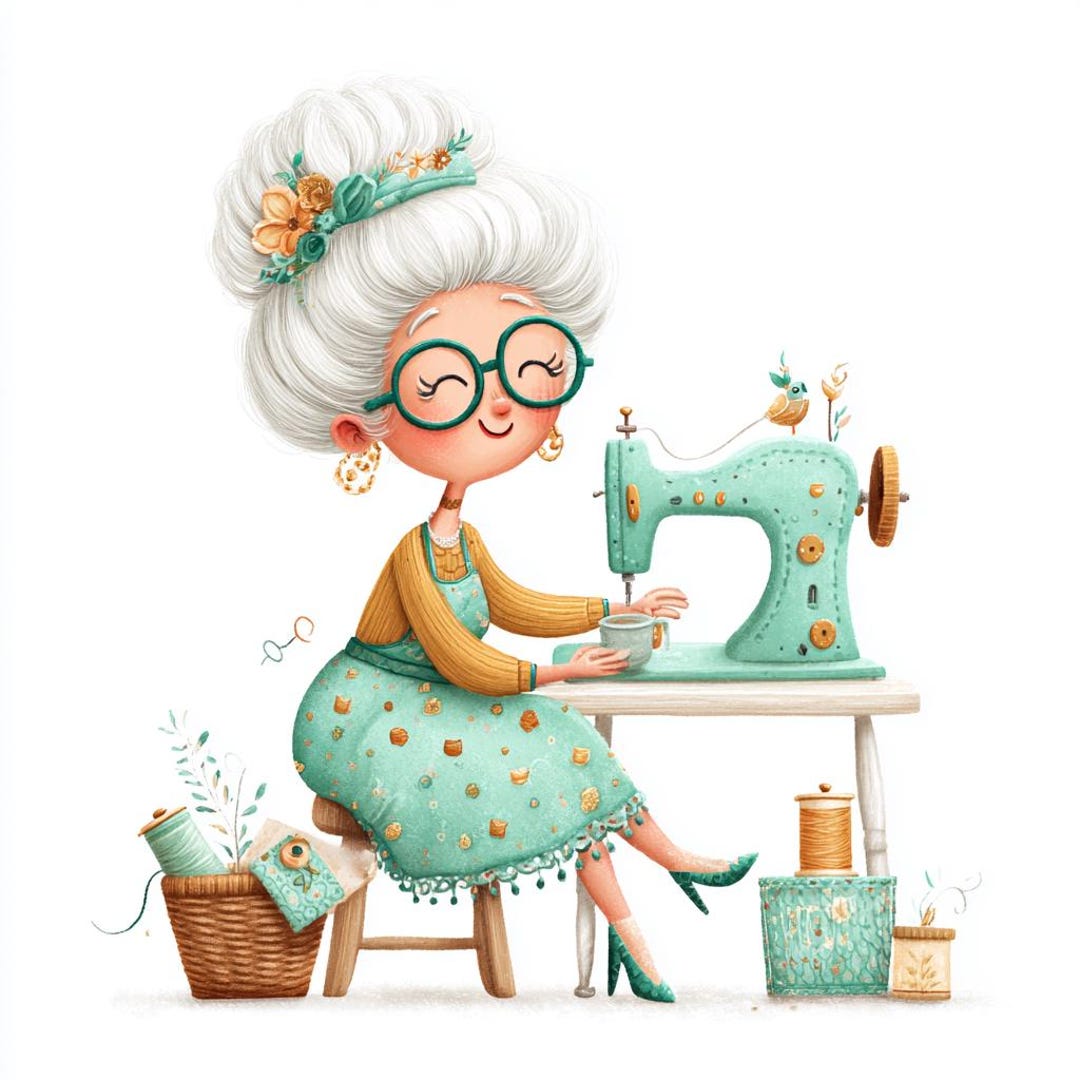 Sewing Granny, Vintage Sewing, Sewing Machine, Crafty Grandma, Handmade ...