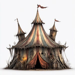 Haunted Circus, Creepy Carnival, Scary Tent, Nightmare Fair, Dark ...