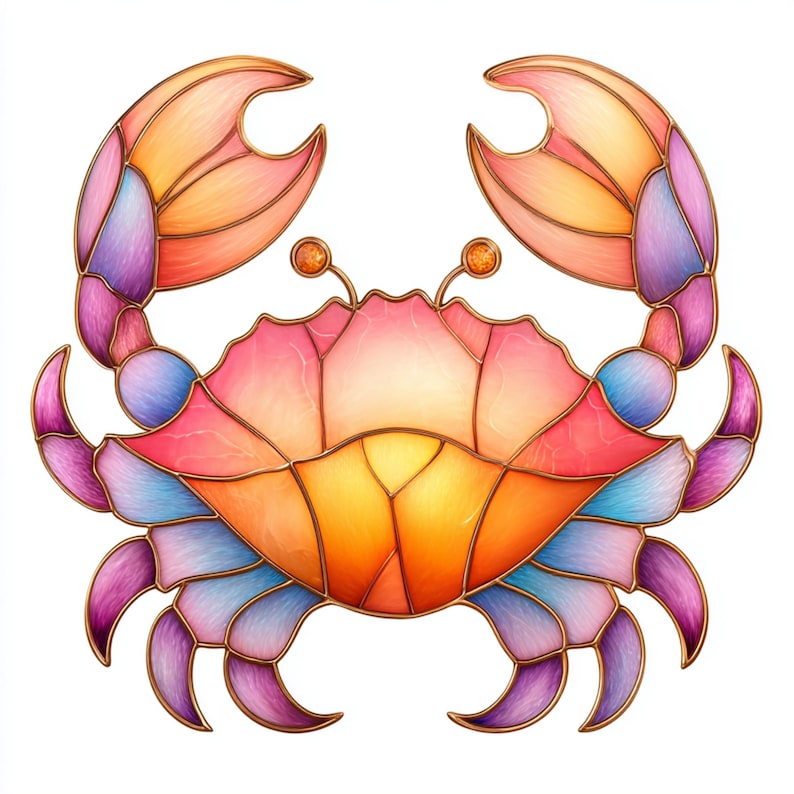 Prism Claw, Crab Clipart, Stained Crab, Sea Glass Crab, Ocean Animal ...