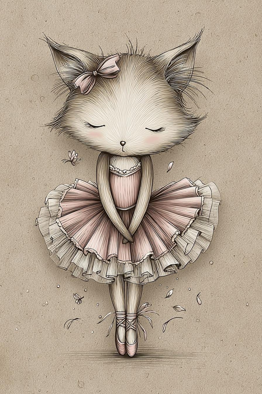 Lynx Ballerina, Cute Lynx Art, Pink Tutu Lynx, Ballet Lynx Art, Lynx in ...