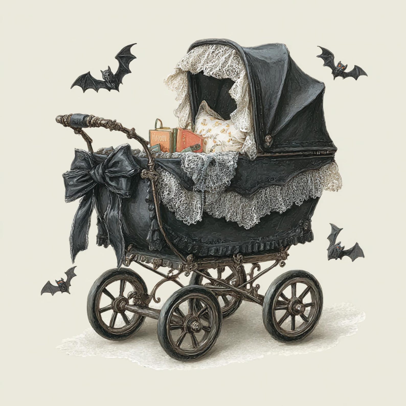 Halloween Baby, Goth Baby Decor, Spooky Pram Art, Halloween Stroller ...