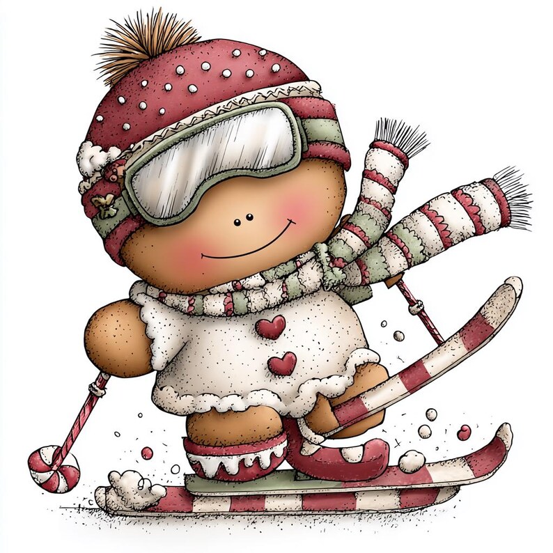 Gingerbread Ski, Cookie Skier, Candy Cane Ski, Winter Sweets ...