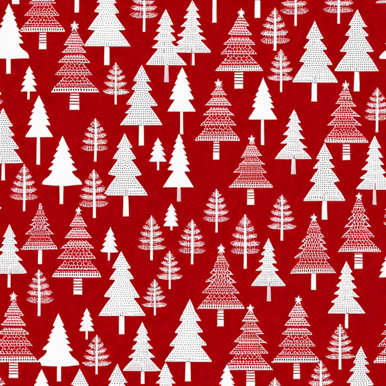 10 Red Christmas Tree Repeat Pattern Clipart, 12x12 Size, Scrapbooking ...