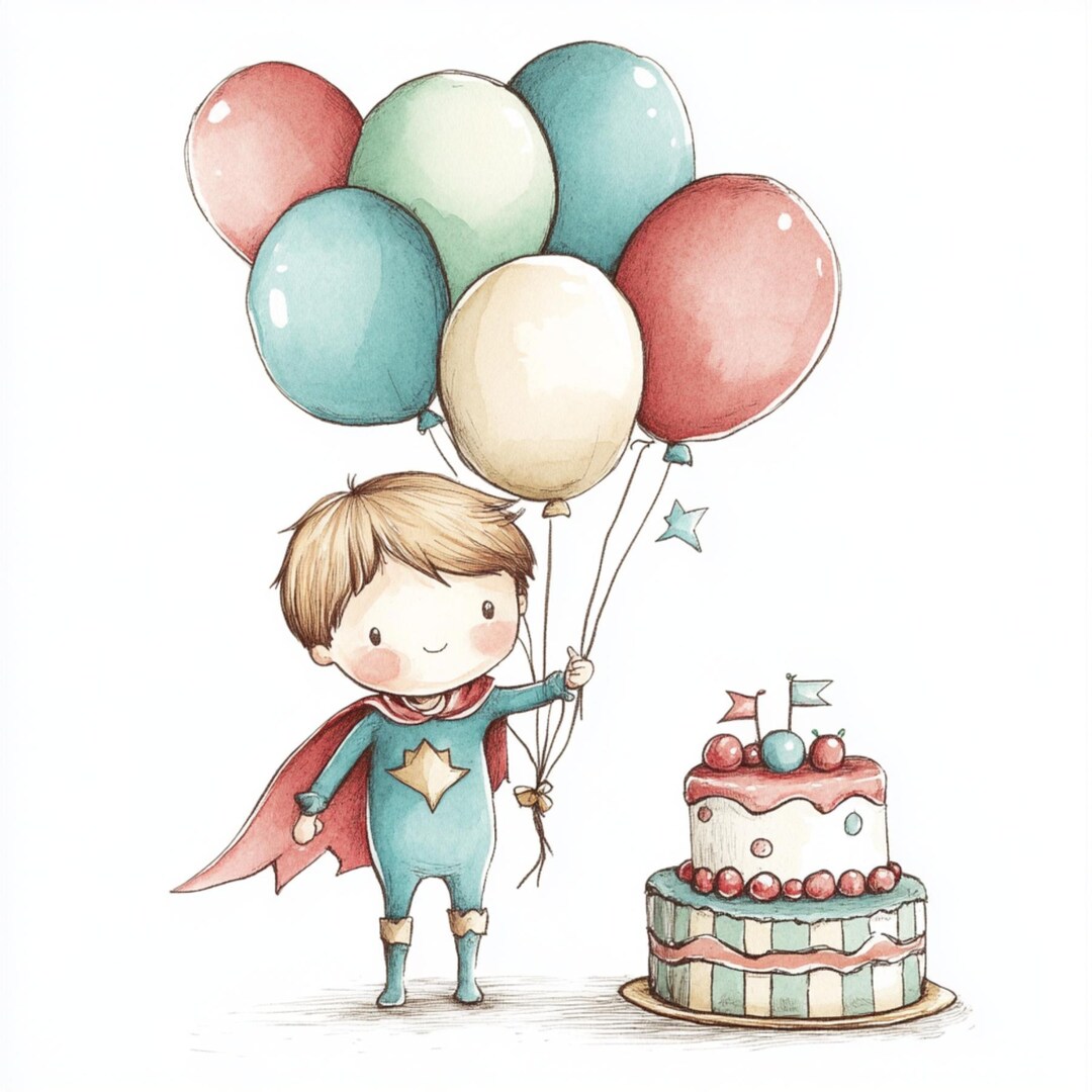 Superhero Party, Boy Birthday Art, Kids Party Decor, Balloon Clipart ...