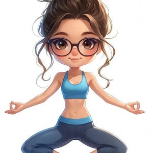 Yoga Girl Art, Cute Fitness Art, Workout Clipart, Gym Girl, Yoga Poses ...