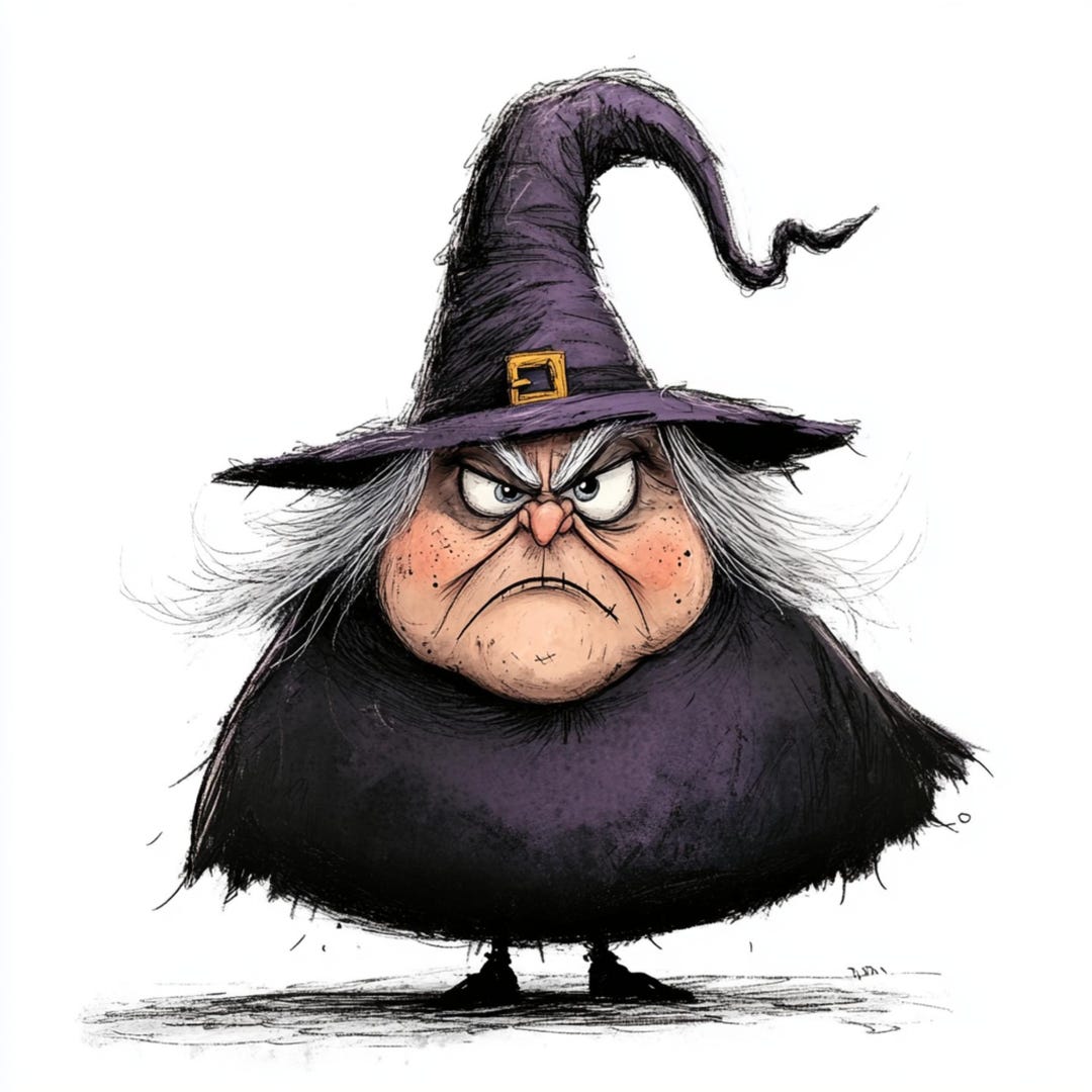 Grumpy Witch, Witch Clipart, Grumpy Witch, Funny Witch, Cartoon Witch ...